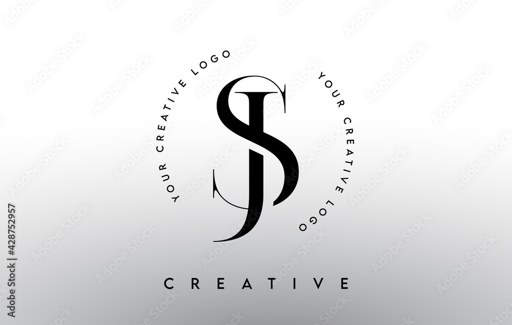 JS Letter Logo Design with Serif Typography Font and Elegant Modern ...