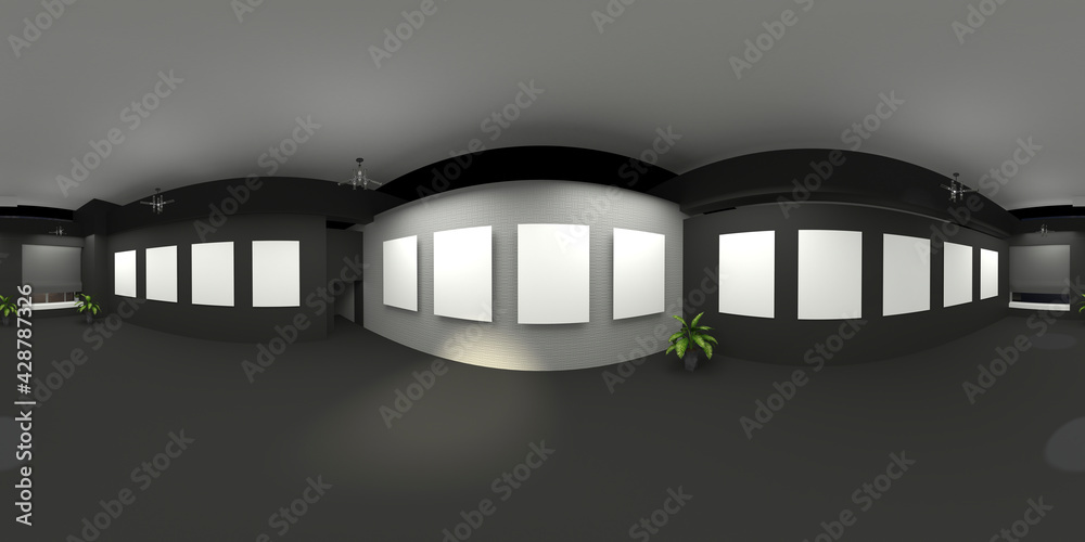 spherical panoramic render of the store visualization, 3D illustration ...