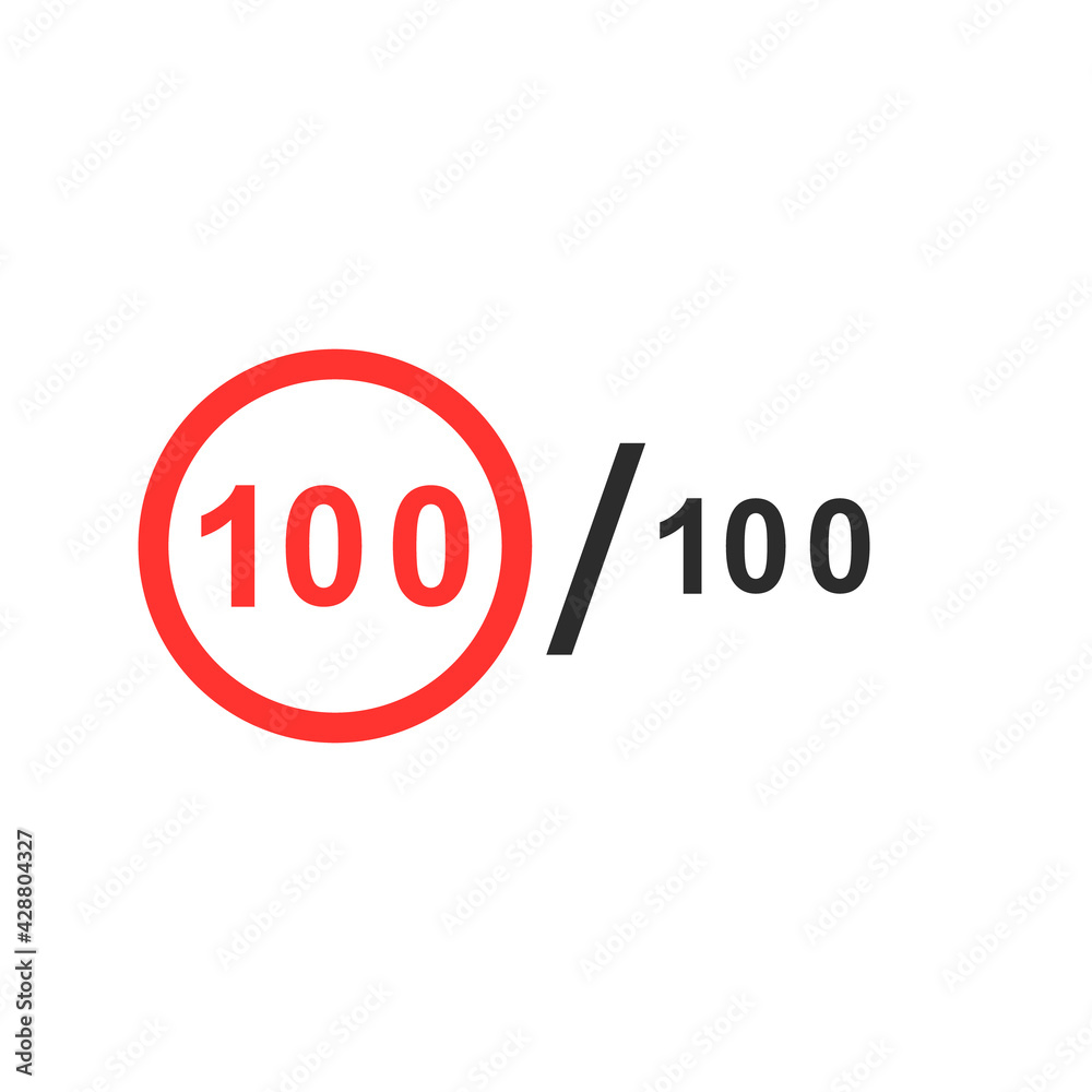 100 of 100 icon. Clipart image isolated on white background Stock ...