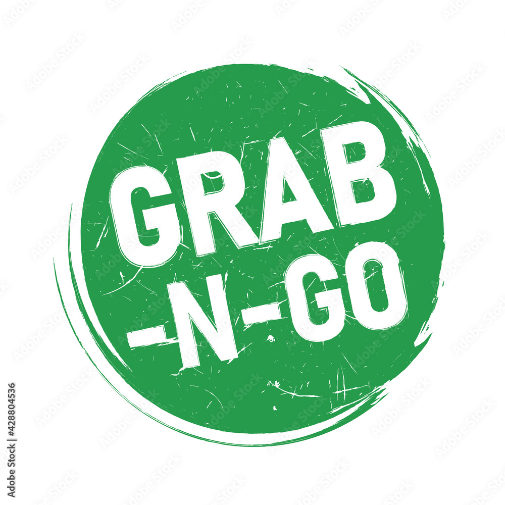 Grab and Go Rubber stamp icon. Clipart image isolated on white ...