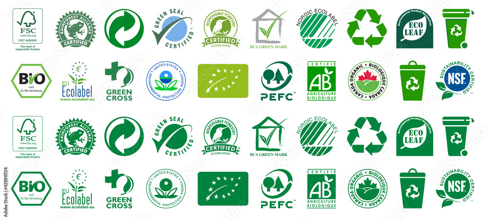 Arkistovektori Collection of Bio and Eco Certification Logos. BIO ...