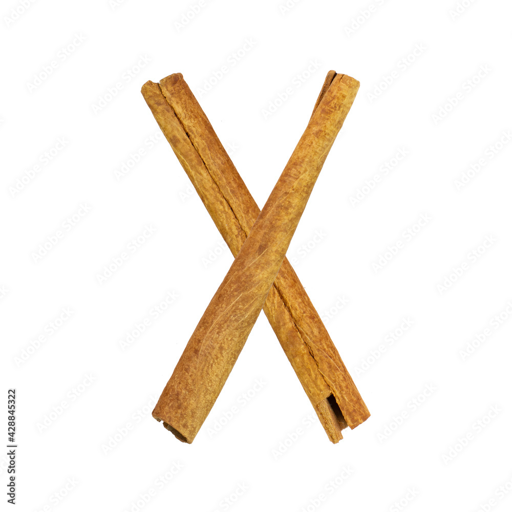 Cinnamon font. Letter X is made from pieces of cinnamon on white ...