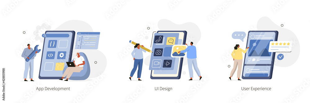 Various Design and Development Icons. Developers Planning Prototype, Programming User Interface ...