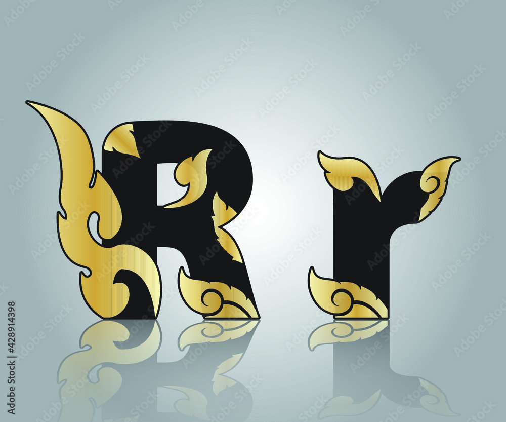 Alphabet Letter R with Abstract Line Laos, Art Font designed for ...