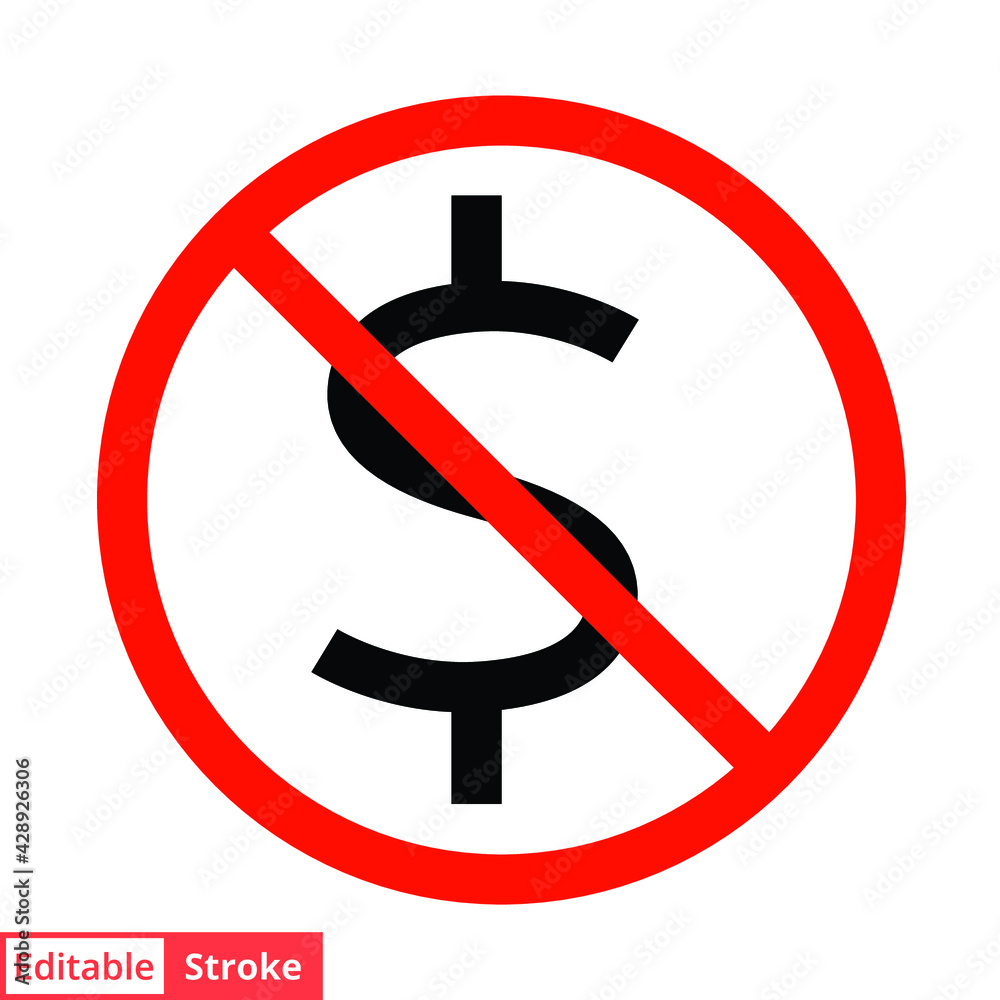 No American dollar currency icon. Simple outline style. Thin line ...
