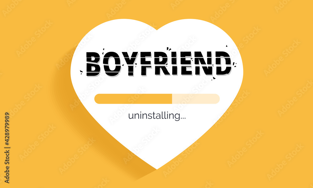 Uninstalling a boyfriend heart-shaped screen as a metaphor of ended ...