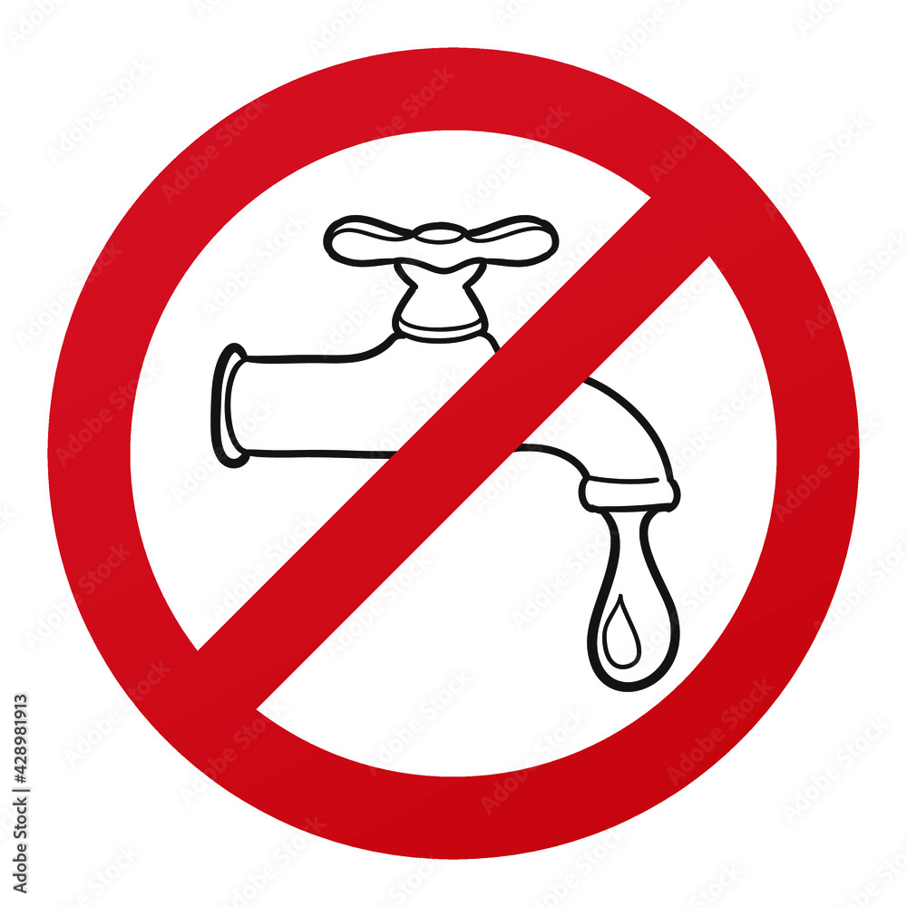 No Water Symbol Isolated on White Background. Contamination Vector ...