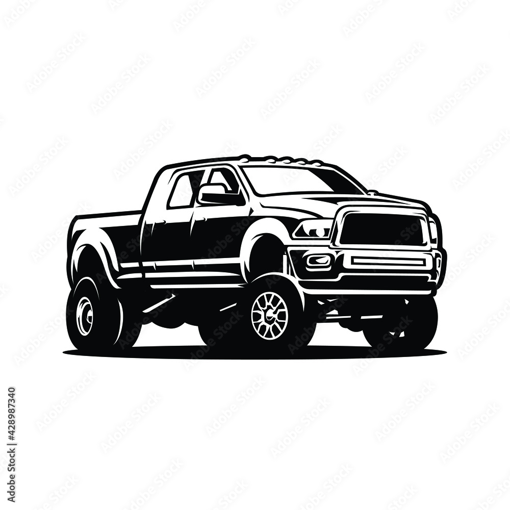 Dually truck lifted vector isolated. Pickup truck vector Stock Vector ...