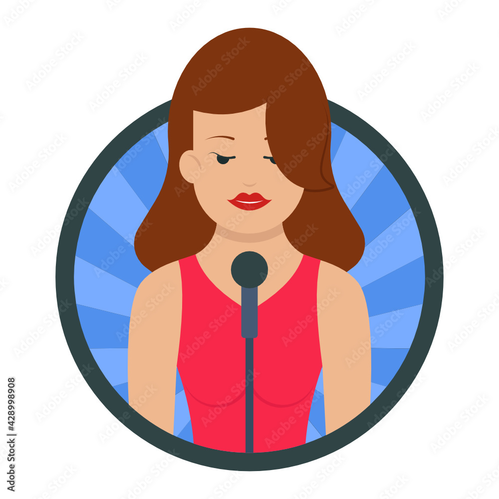 singer or vocalist Concept, live performer Vector Round Icon Design ...
