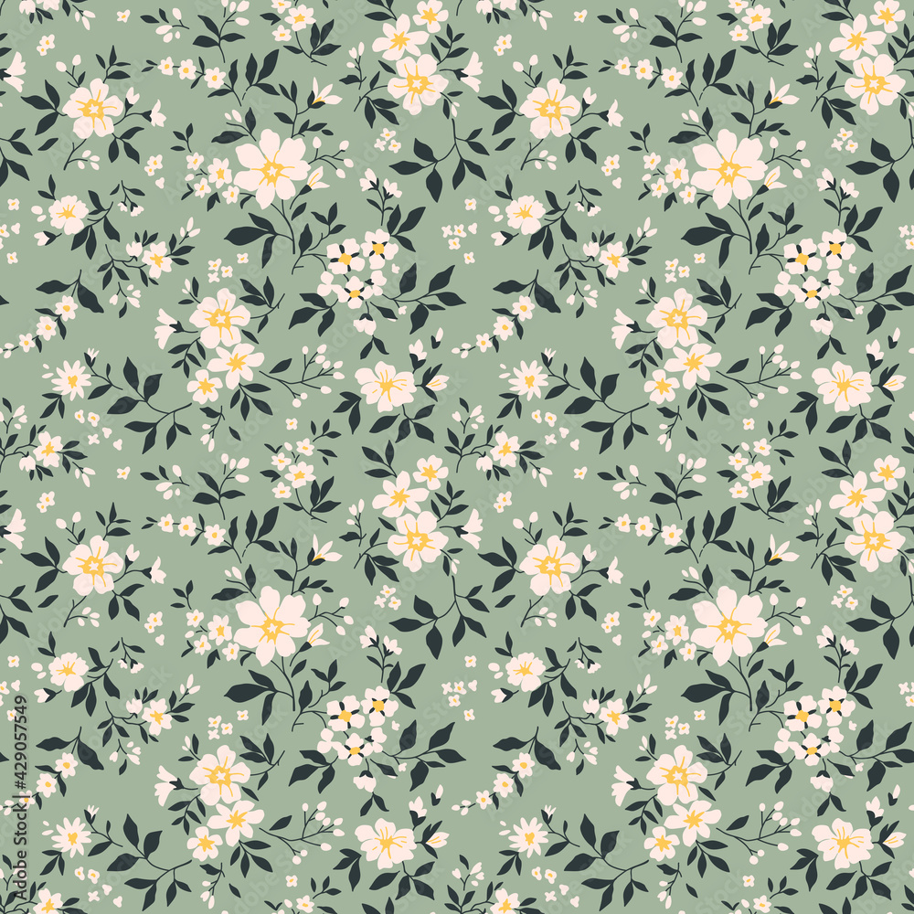 Trendy seamless vector floral pattern. Endless print made of small ...