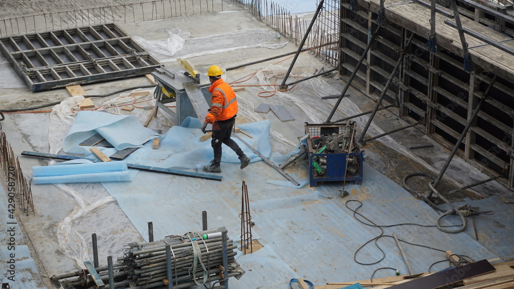 Bau, Baustelle, Grube, Arbeiter, Neubau, Bauarbeiter, Hausbau, Säge ...