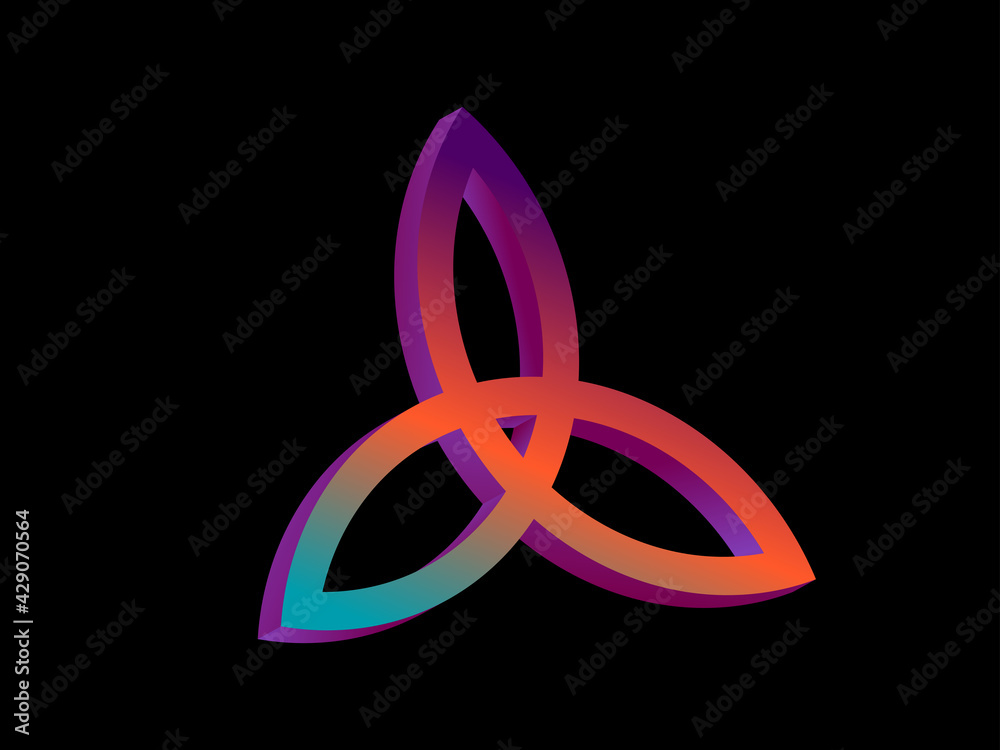 Triquetra 3d isometric symbol with gradient isolated on white ...