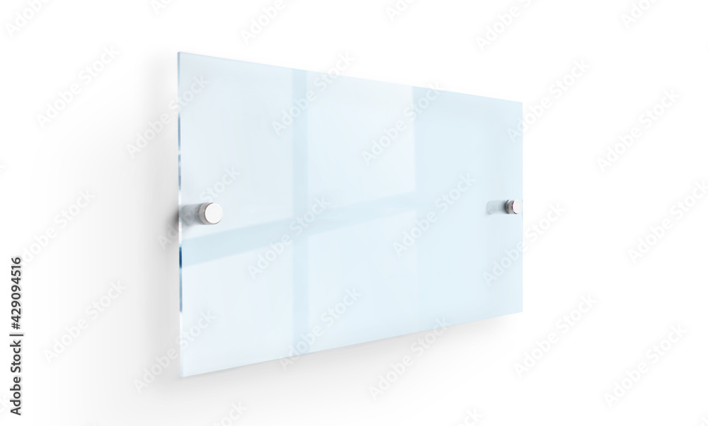 Blank Transparent Glass Interior Office Corporate Signage Plate Mock Up ...