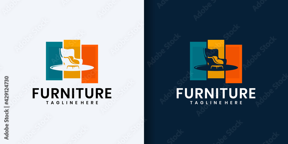 Abstract furniture logo design concept. Symbols and icons of chairs ...