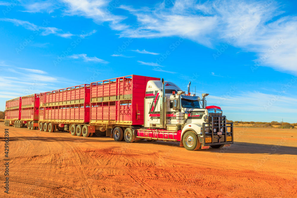 Marla, South Australia, Australia - August 29, 2019: Kenworth road ...