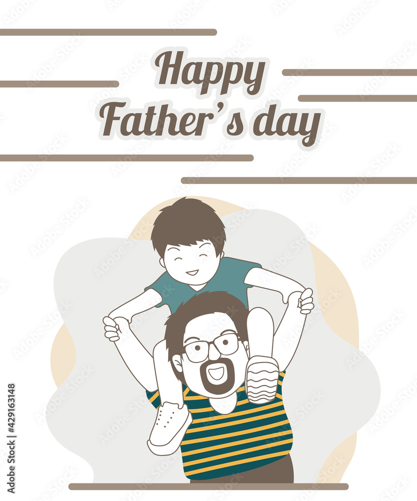 father's day cute characters flat design for background or banner ...