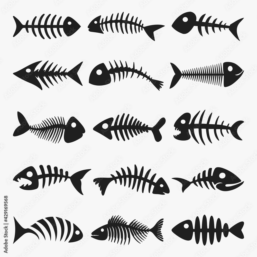 FISH BONE SKELETON VECTOR COLLECTION Stock Vector | Adobe Stock