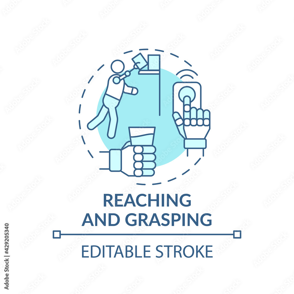 Reaching and grasping concept icon. Upper-limb prostheses task idea ...