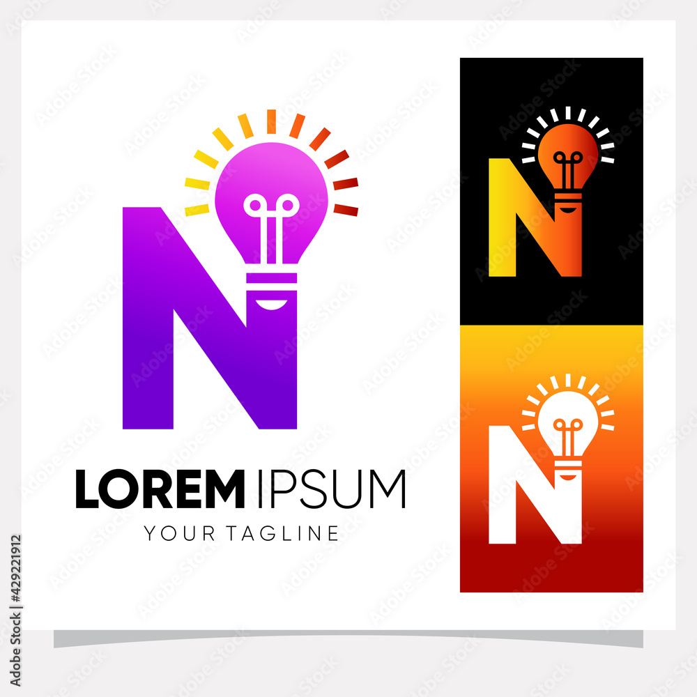 Initial Letter N Smart Light Bulb Logo Design Vector Graphic Stock ...