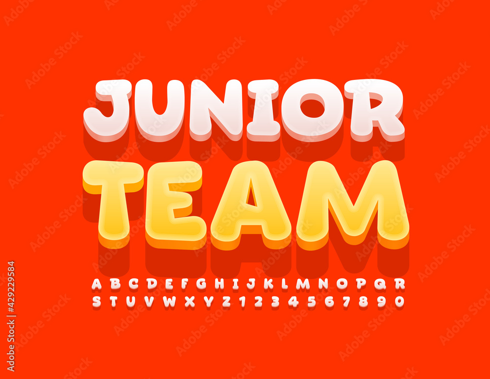 Vector colorful Emblem Junior Team. Cute 3D Font for Kids. Artistic ...
