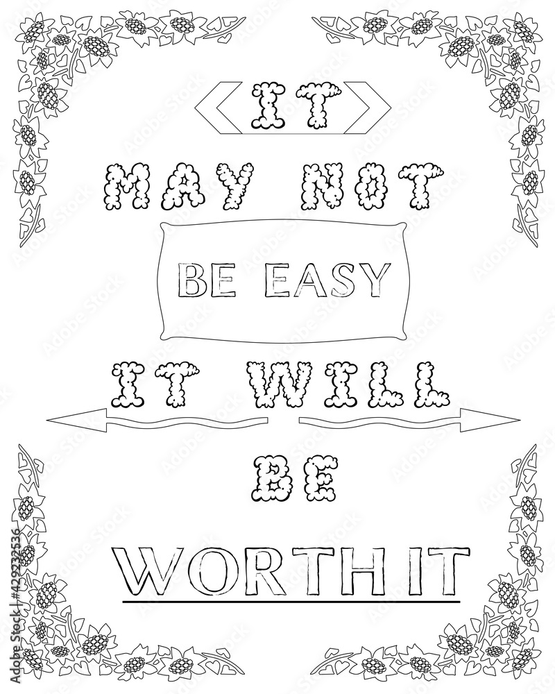 Growth Mindset Coloring Page In White Background Stock Illustration ...