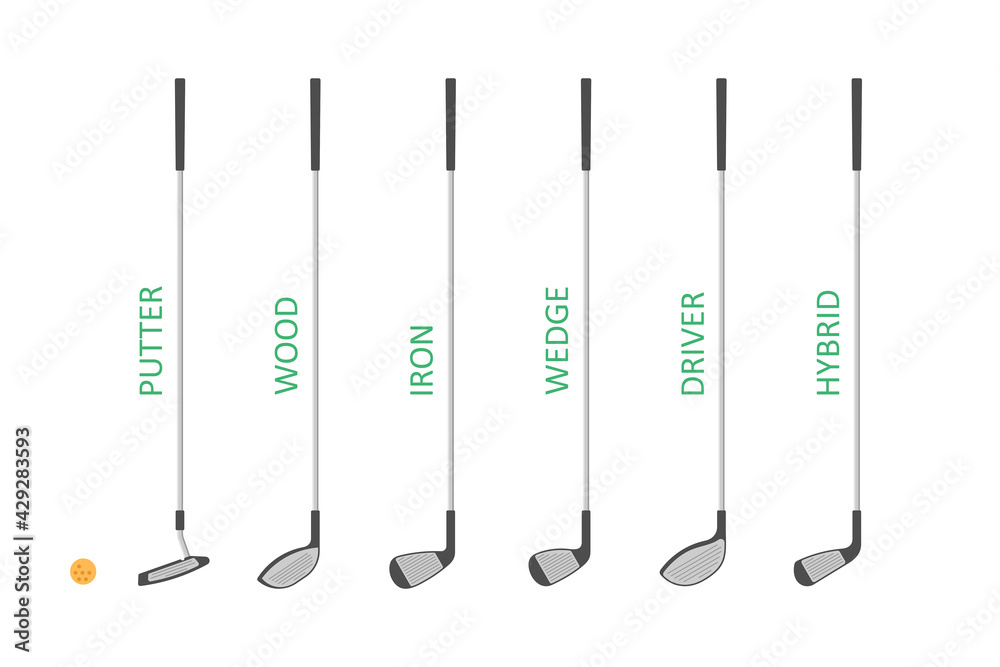 Golf club set. putter, wood, iron, wedge, driver, hybrid golf clubs ...