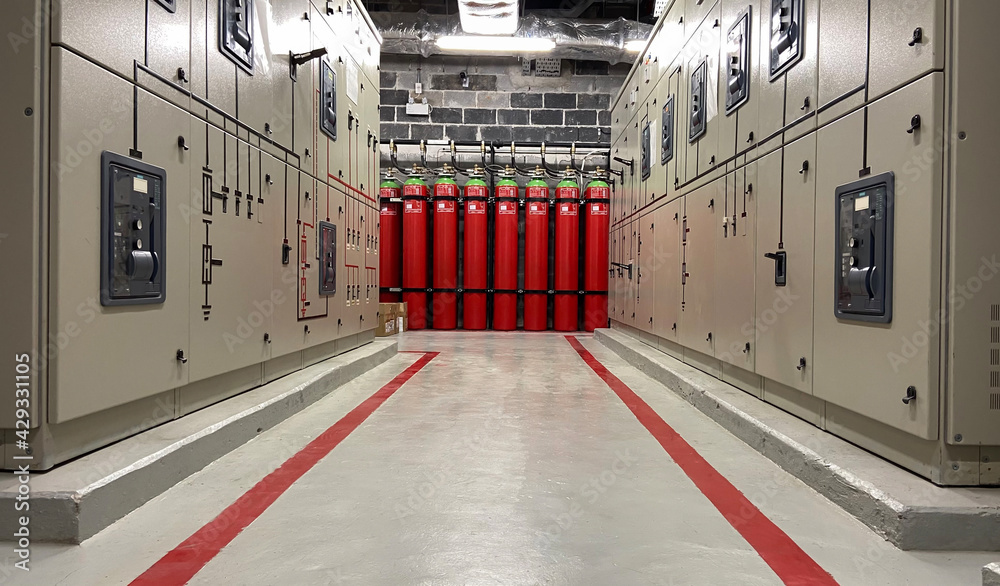 Electrical switch control room, electrical switch cabinet in an ...