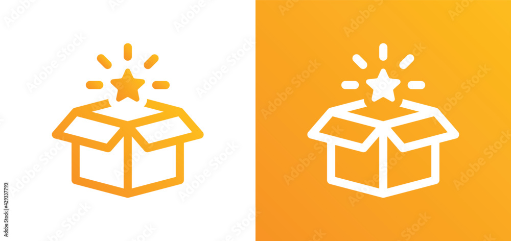 Open gift box with star icon vector Stock Vector | Adobe Stock