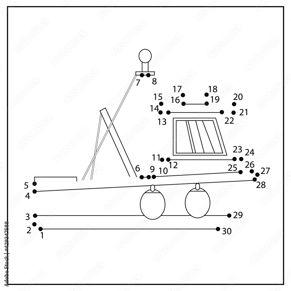 Dot to dot game with drawing of boat. Educational kids worksheet for ...