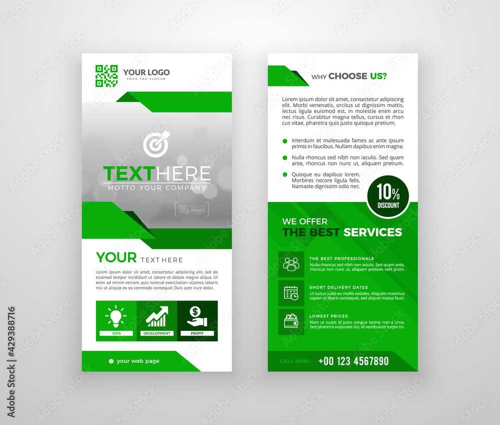 Double-sided DL flyer design. Brochure or flyer template. Layout with ...