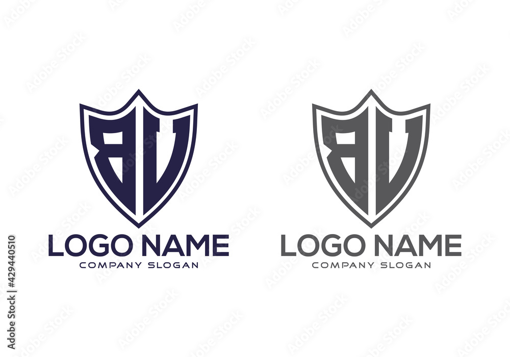 BU logo monogram with shield shape design template. Letters B U, BU ...