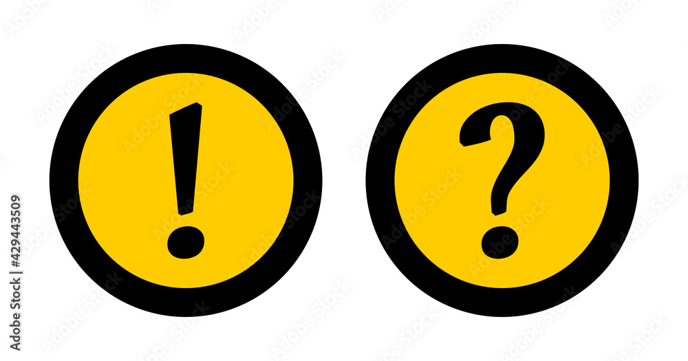 Warning and Info Flat Round Icon Set with Exclamation Mark and Question ...