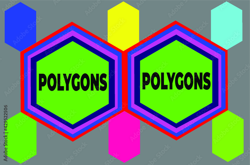 No. of polygons designed in multi colours with light grey background ...