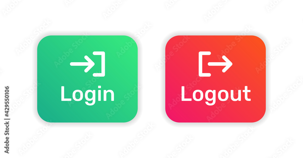 Login and logout button. Website access entrance and exit icon vector ...