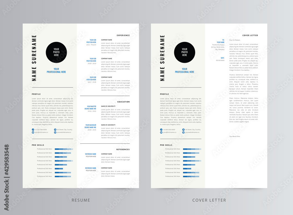 Clean And Modern Resume/CV Template Design Stock Vector | Adobe Stock