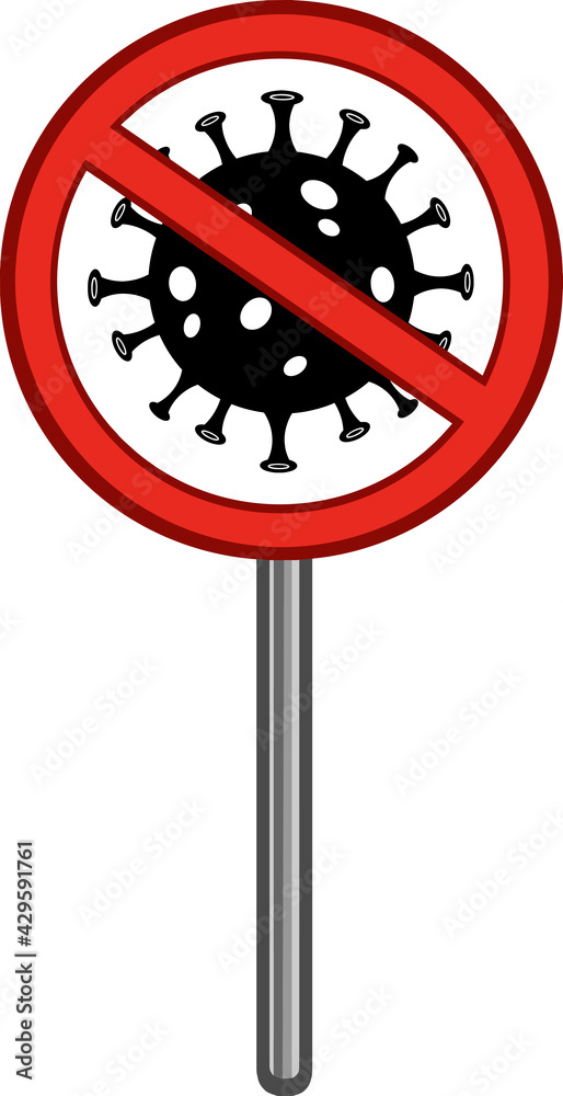 Cartoon Stop Coronavirus Sign. Vector Hand Drawn Illustration Isolated ...