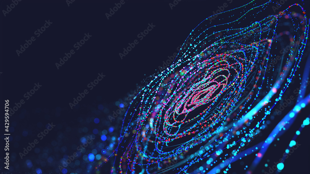 Big Data concept. Digital neural network. Introduction of artificial intelligence. Cyberspace of ...