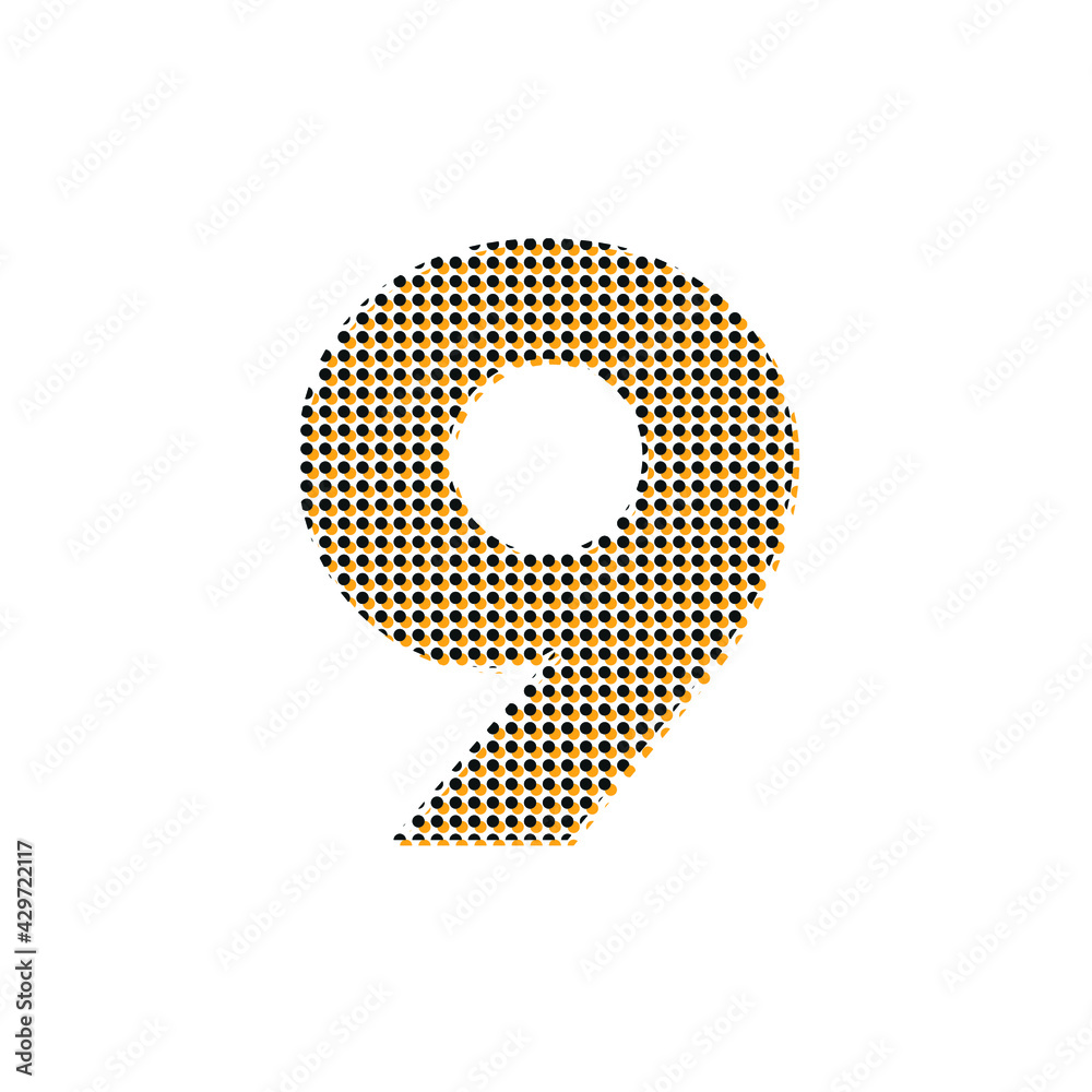 number nine 9 symbol, warning dots texture Stock Vector | Adobe Stock