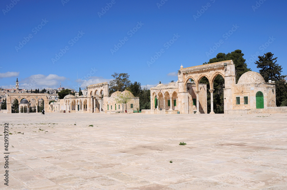 Mosque of Al-aqsa (Dome of the Rock) in Old Town. There are many ...