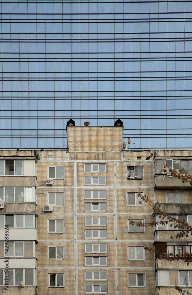 background and texture from the cityscape, densely built-up city dmmas ...