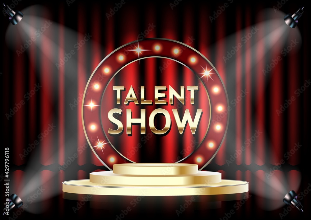 Talent show poster template. Empty theatrical stage with Talent show ...