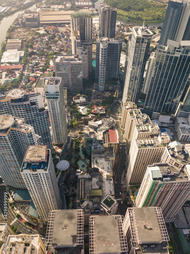 Metro Manila, Philippines - Looking down at upscale condos of Eastwood ...