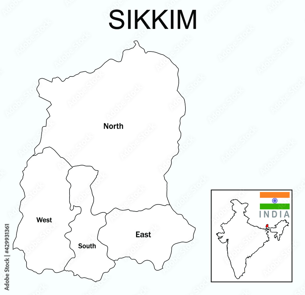 Sikkim map Stock Vector | Adobe Stock