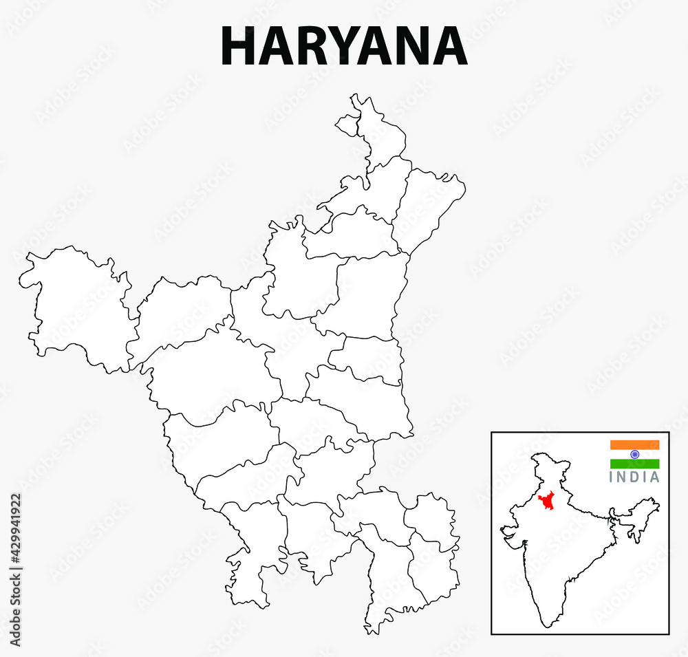 Haryana map. District map of Haryana. Outline map of Haryana. Blank and ...