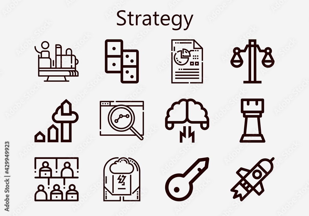 Premium set of strategy [S] icons. Simple strategy icon pack. Stroke ...