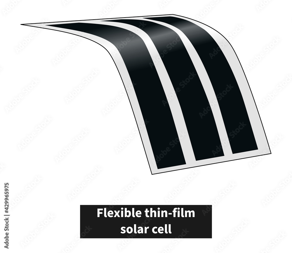 Flexible Thin Film Solar Cells Illustration isolated on white ...