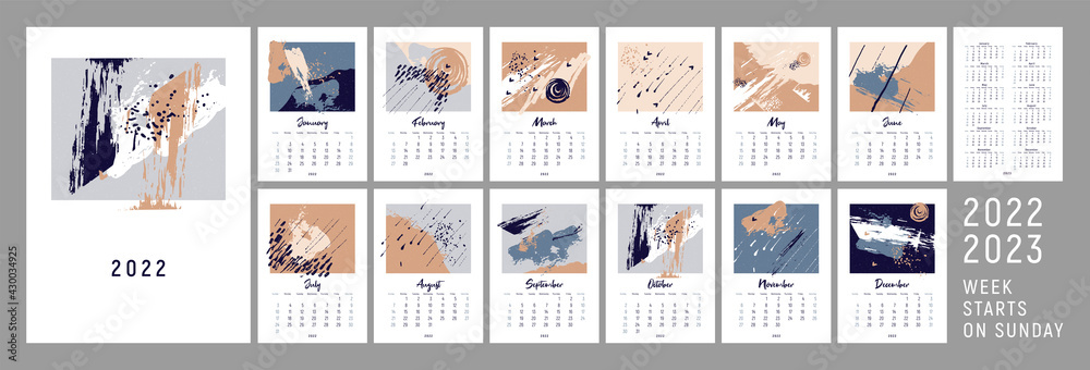 2022 сalendar design. Week starts on Sunday. 2022, 2023. Calendar ...