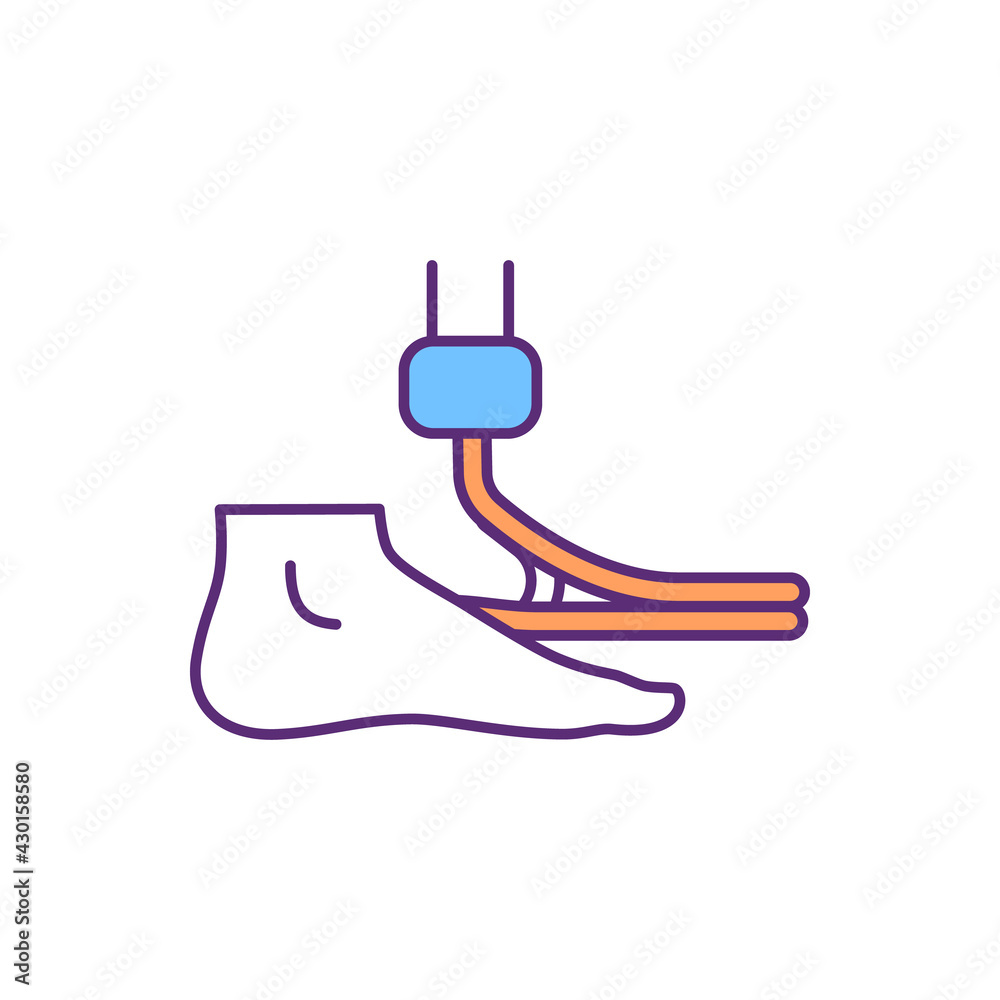 Vektor Balance control with single prosthetic leg RGB color icon ...