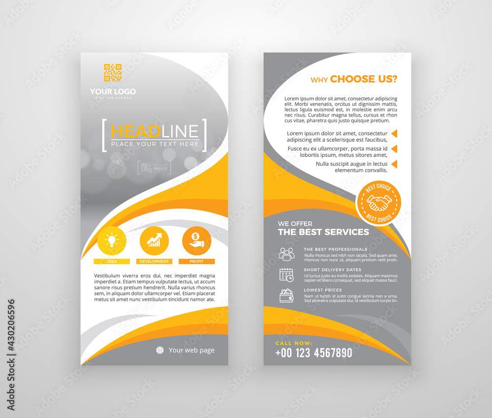 Double-sided DL flyer design. Brochure or flyer template. Layout with ...