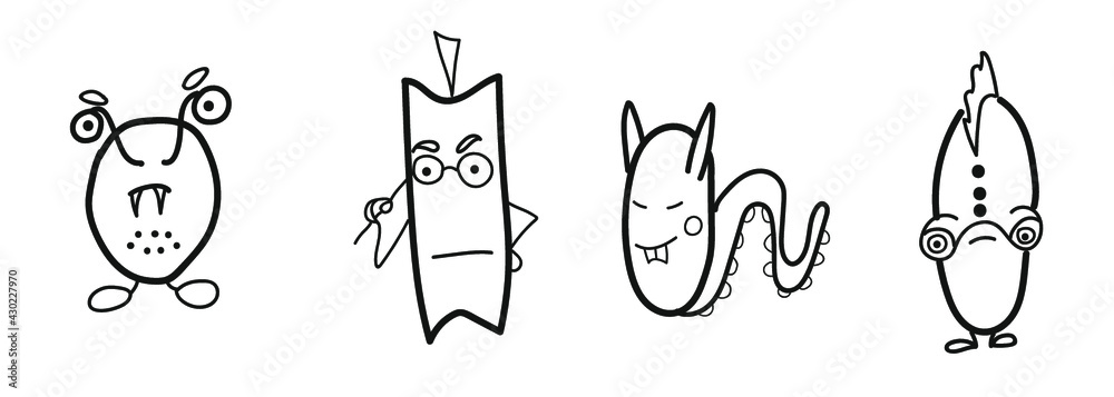 Monsters line art vector illustration Stock Vector | Adobe Stock